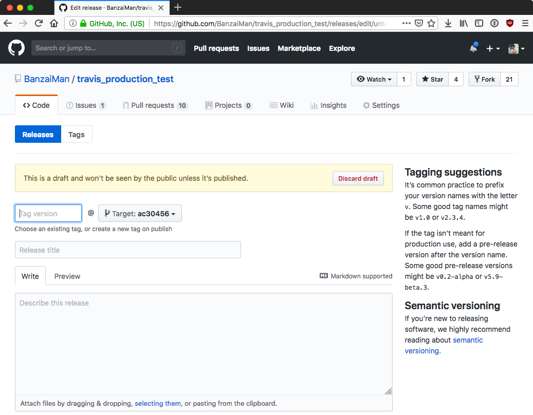 Creating draft GitHub releases breaks tag tying · Issue #914 · travis ...