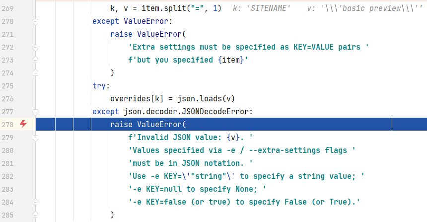 `ParseOverrides` being invoked on account of `extra-settings` cannot be satisfied. · Issue #3169 ...