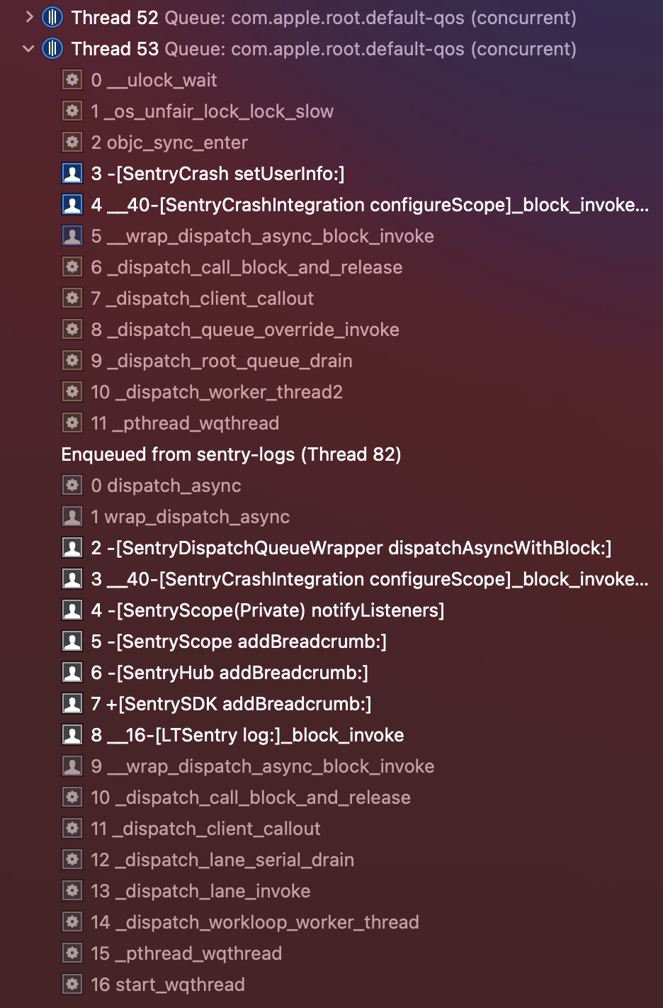Thread explosion and out of memory errors w/ high-throughput sentry breadcrumbs · Issue #868 ...