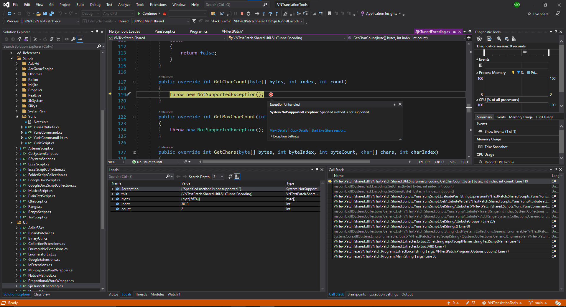 Specified method is not supported · Issue #31 · arcusmaximus/VNTranslationTools · GitHub