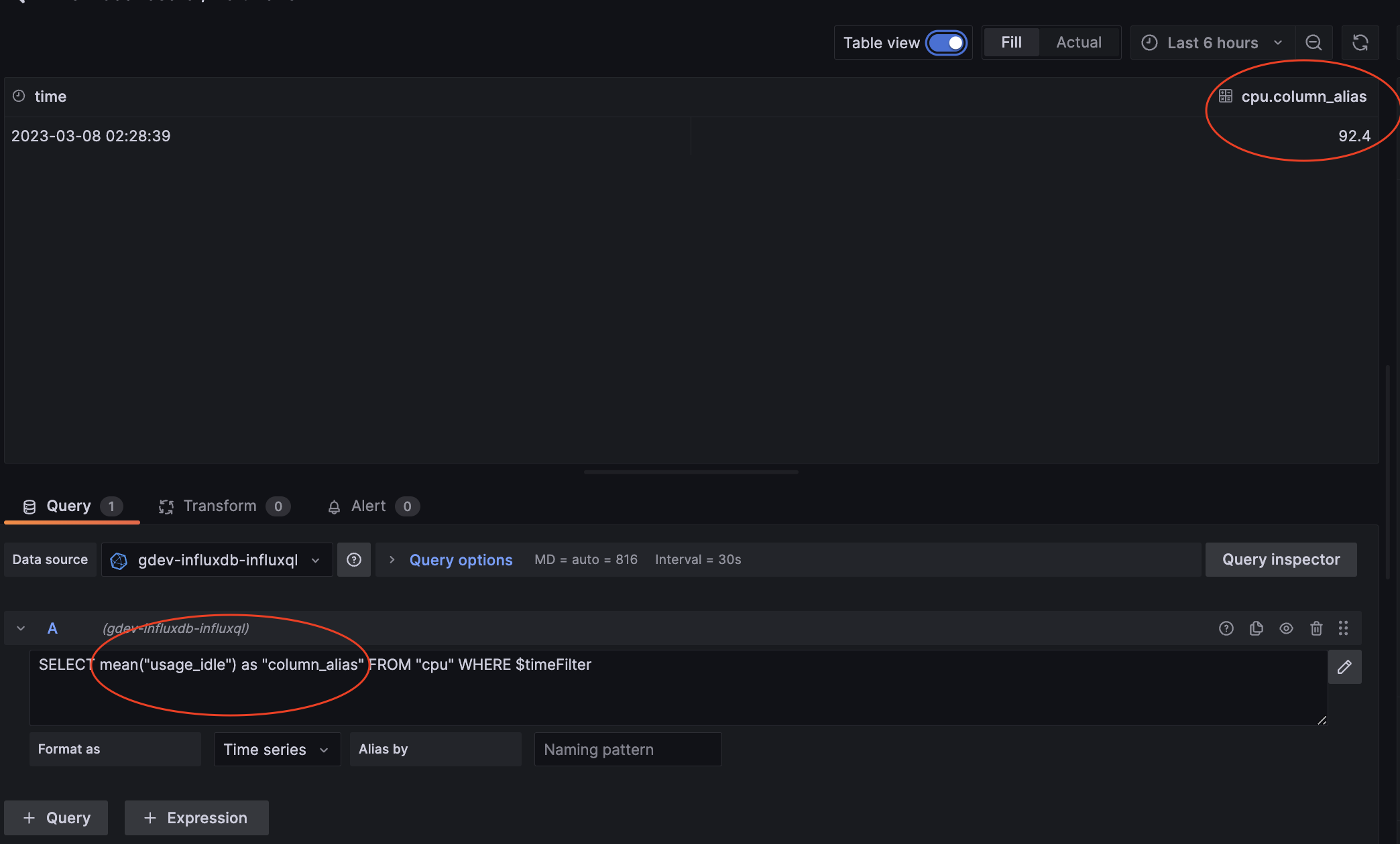 Grafana v9.4.3 alias on InfluxDB 1.8.10 not working · Issue #64307 ...