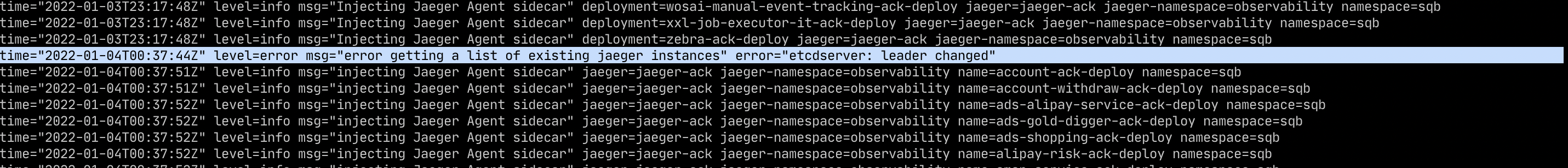 etcd leader change causes reconciliation of all deployments · Issue #1696 · jaegertracing/jaeger ...