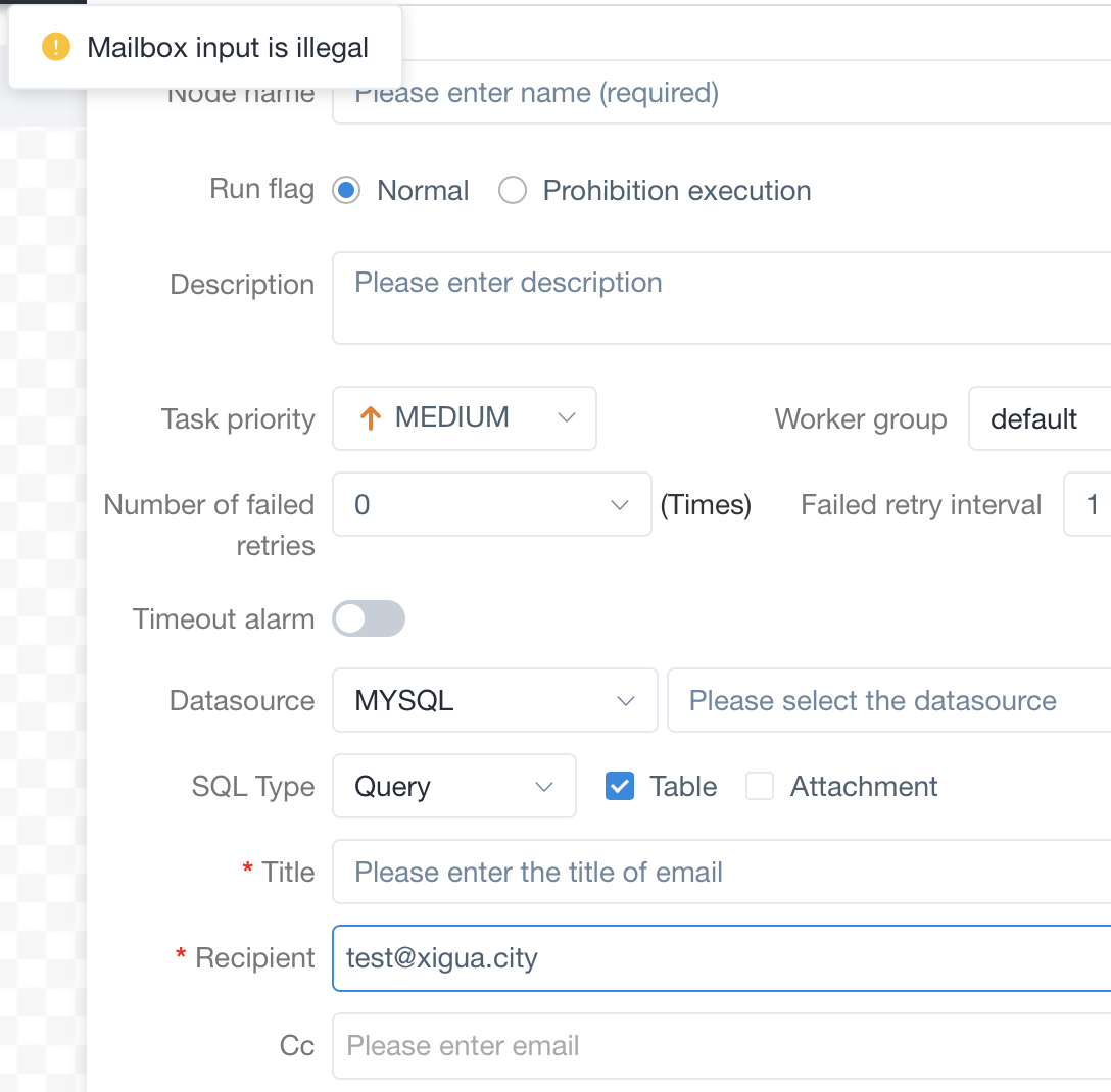 [Question] dolphinscheduler [mailbox input is illegal] · Issue #3720 · apache/dolphinscheduler ...