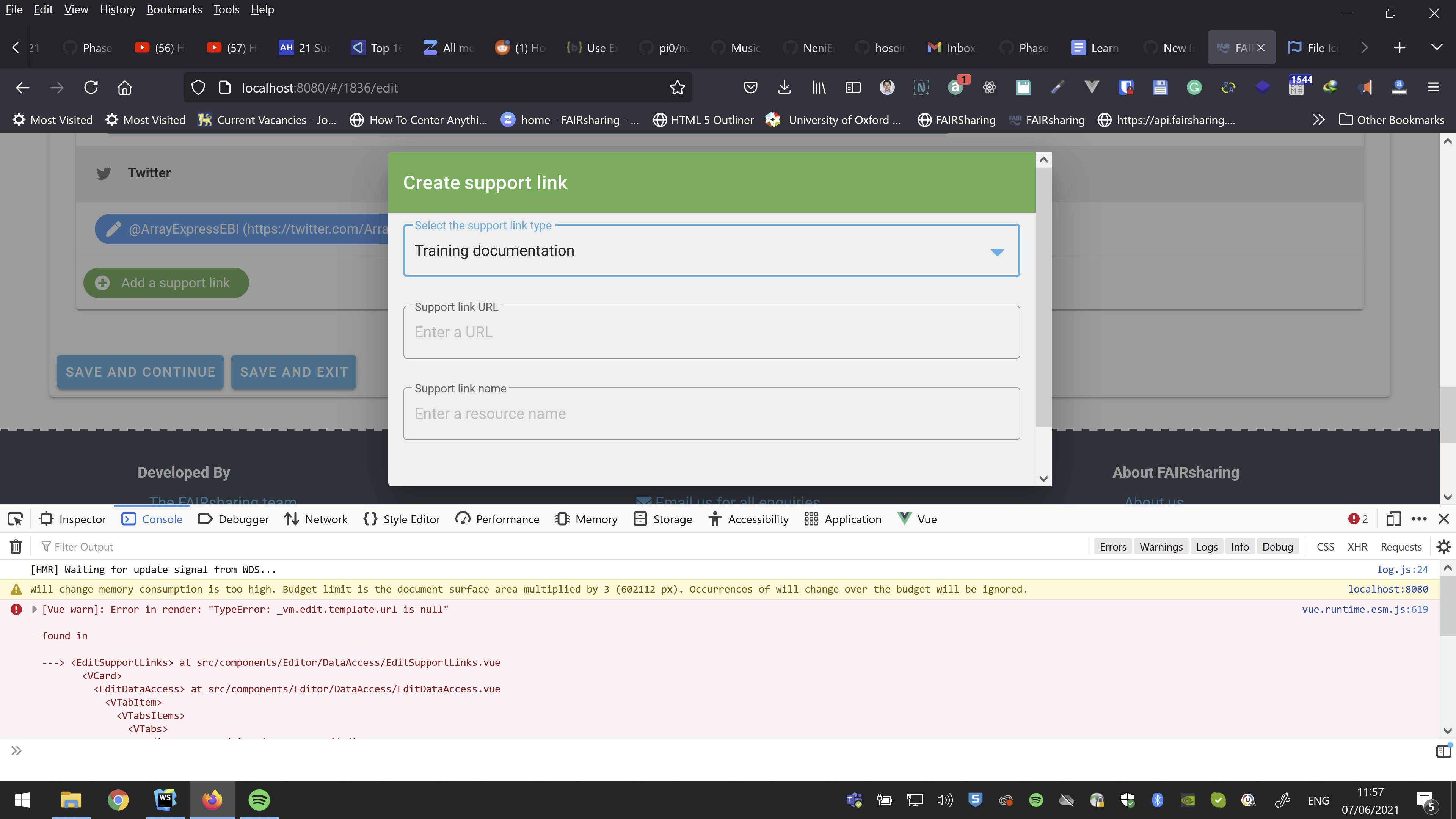create a new support link is buggy · Issue #1031 · FAIRsharing/fairsharing.github.io · GitHub