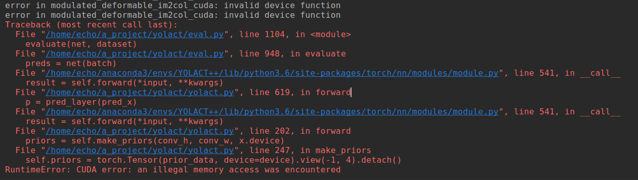 RuntimeError: CUDA error: an illegal memory access was encountered · Issue #450 · dbolya/yolact ...