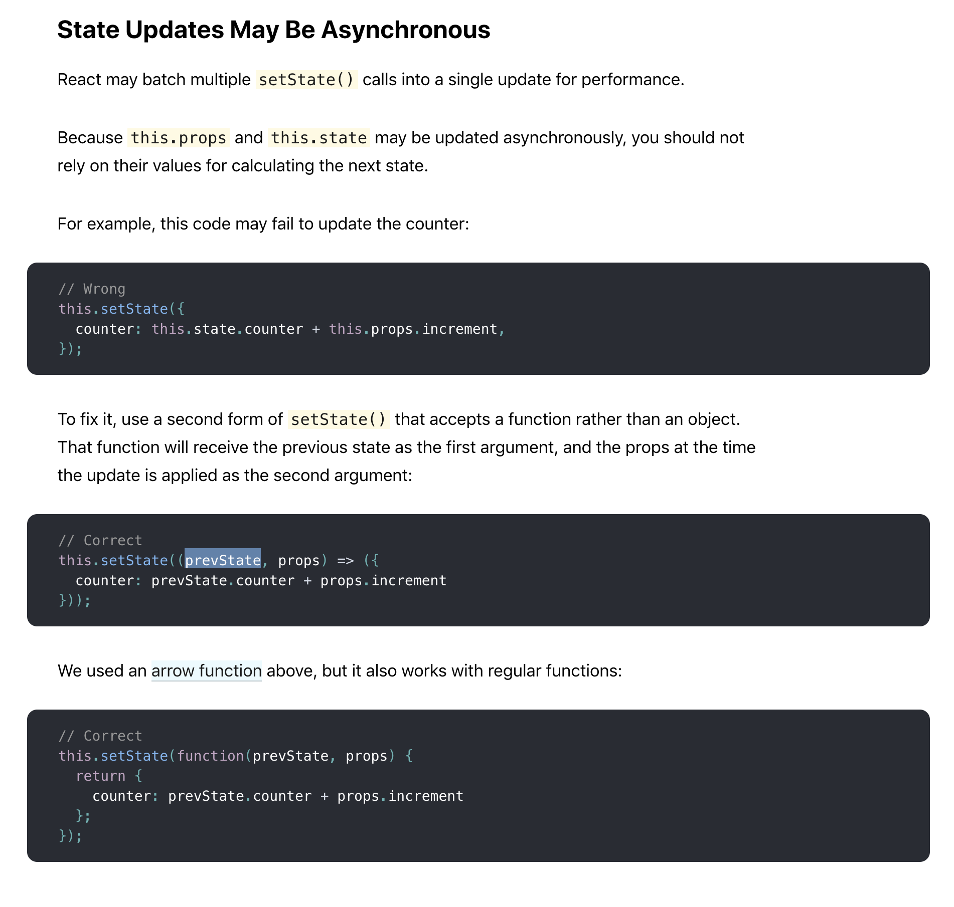 Name Of The First Argument Of The Setstate Updater Function · Issue 1195 · Reactjsreactdev