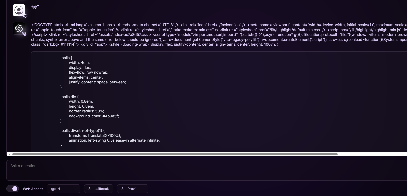 ChatCompletion returns html · Issue #1049 · xtekky/gpt4free · GitHub