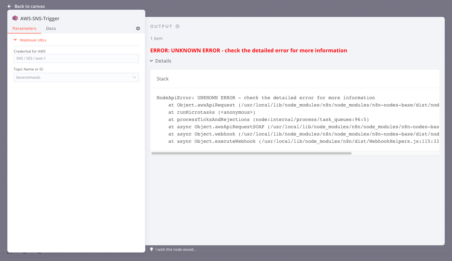 Unknown Error on AWS SNS Node · Issue #4725 · n8n-io/n8n · GitHub