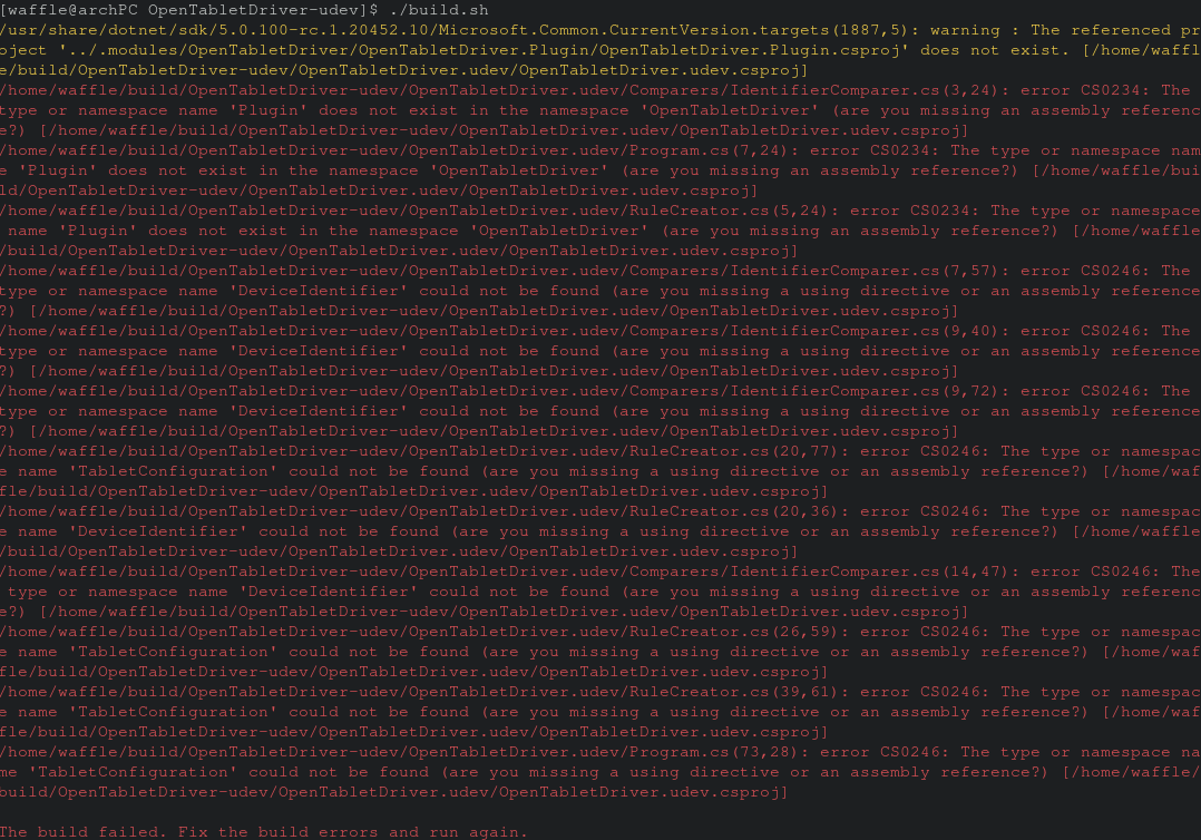 Failing dotnet build commands under Linux-FAQ · Issue #363 · OpenTabletDriver/OpenTabletDriver ...