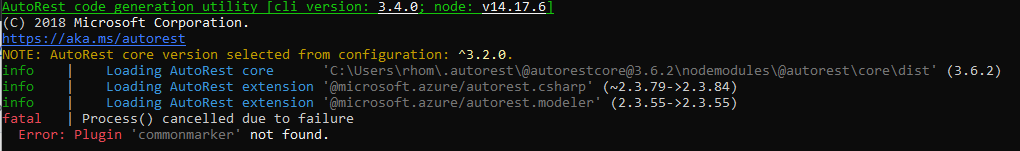 Error: Plugin 'commonmarker' not found. · Issue #1523 · Azure/autorest.csharp · GitHub