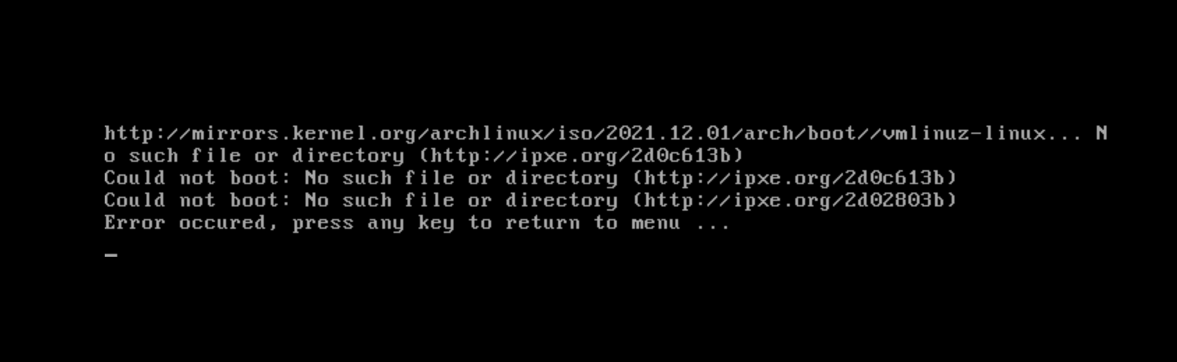 Arch Linux 2021.12.01 - No such file or directory · Issue #1057 · netbootxyz/netboot.xyz · GitHub