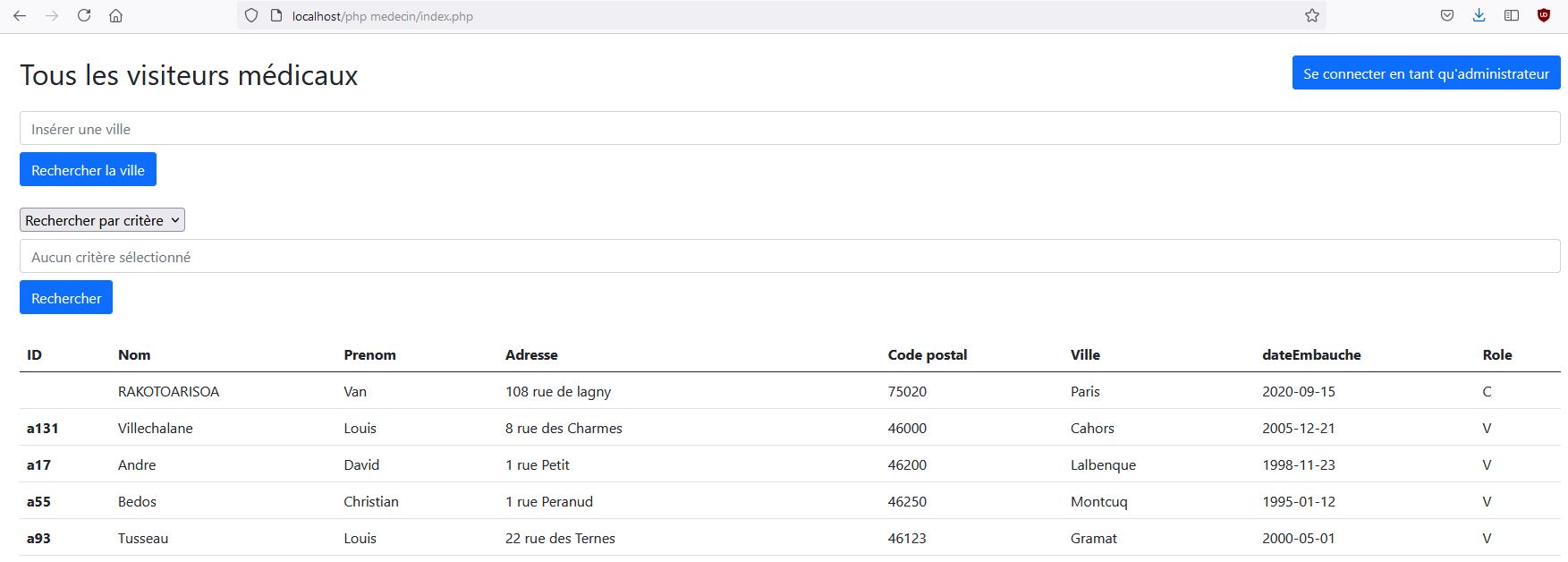 GitHub - vrakoto/php-recherche-client_gsb: Recherche de medecin par critère, projet perso ...