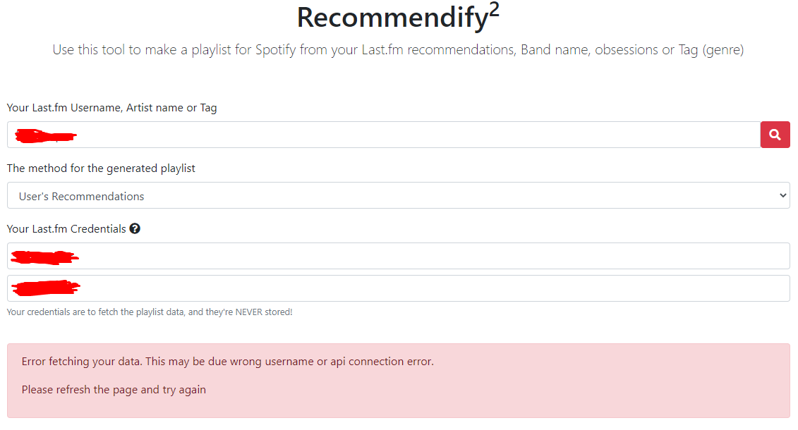Error Fetching Your Data This May Be Due Wrong Username Or Api Connection Error · Issue 69