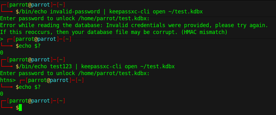 keepassxc-cli Return code · Issue #9524 · keepassxreboot/keepassxc · GitHub