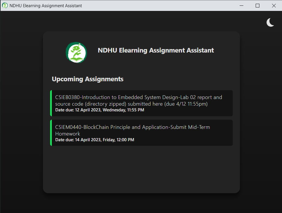 GitHub - Ake3m/Elearn-Assist: An extension to work with NDHU Elearning to track assignments.