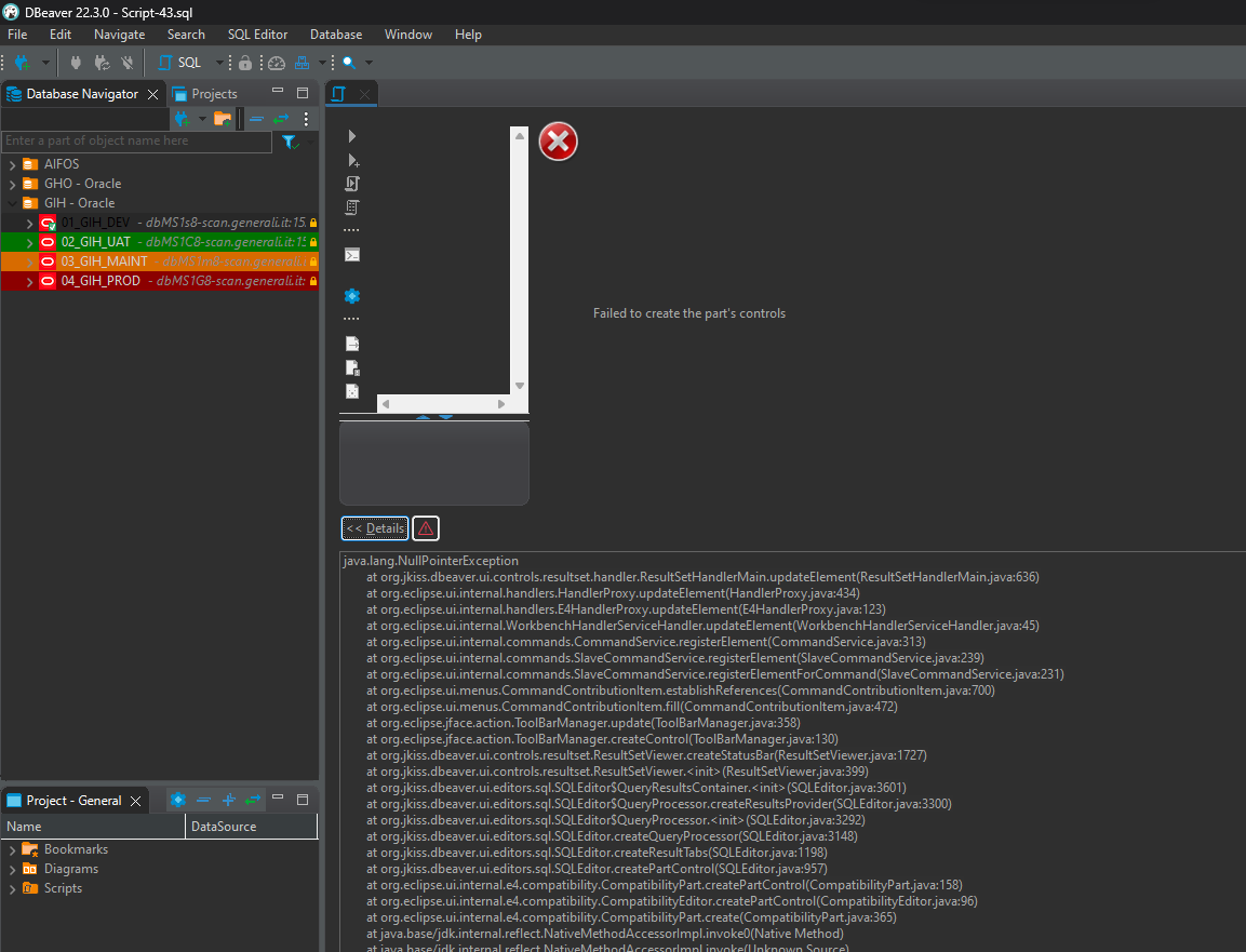 Null Pointer Exception - New SQL Script Oracle - Dbeaver 2.3.0 · Issue #18434 · dbeaver/dbeaver ...