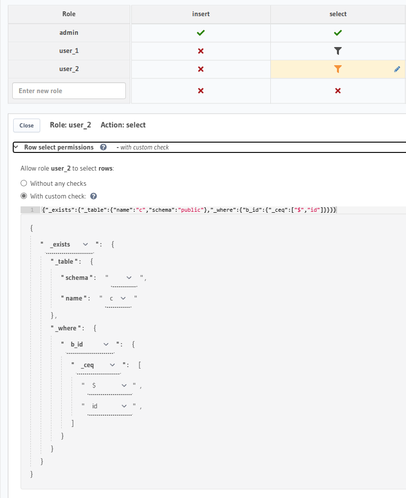 Using exists column comparison in `where` query for permissions · Issue #9522 · hasura/graphql ...