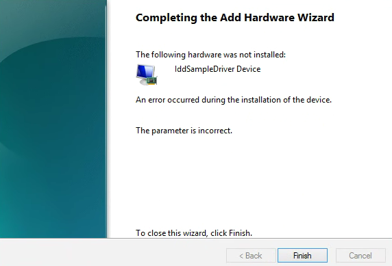 The parameter is incorrect · Issue #16 · ge9/IddSampleDriver · GitHub