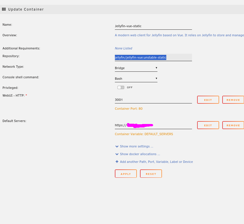 DEFAULT_SERVERS docker container at runtime not working · Issue #2065 · jellyfin/jellyfin-vue ...