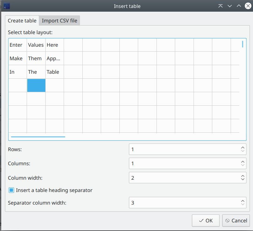 Feature Request: Enter Text When Inserting Tables · Issue #1446 · pbek ...