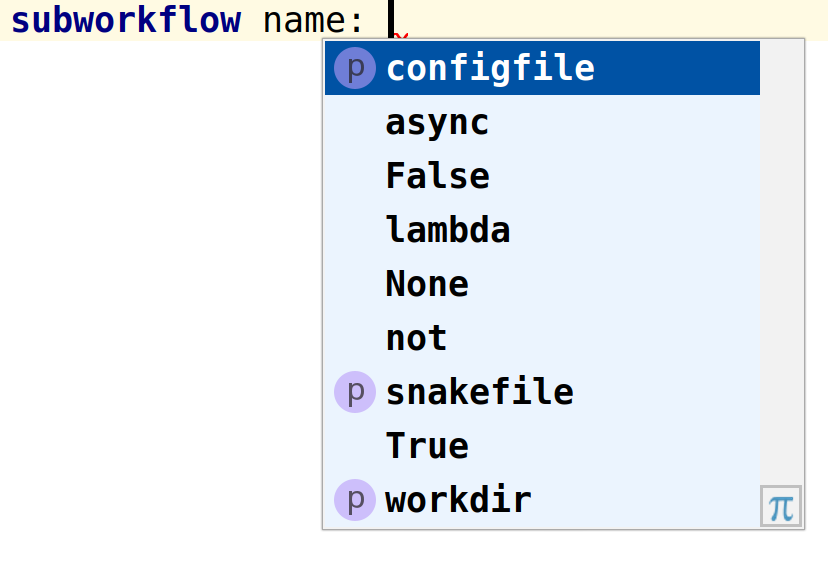 Code completion for subworkflow sections names · Issue #11 · JetBrains-Research/snakecharm · GitHub