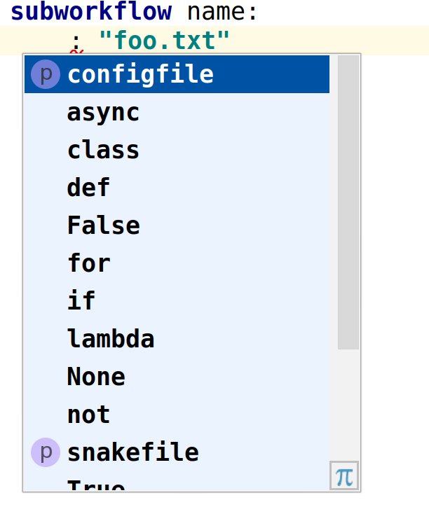 Code completion for subworkflow sections names · Issue #11 · JetBrains-Research/snakecharm · GitHub