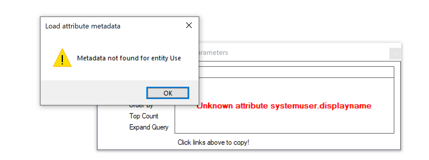Don't popup with errors like this · Issue #845 · rappen/FetchXMLBuilder · GitHub