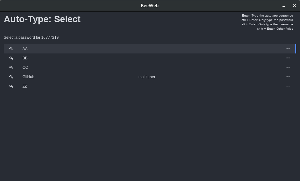 Autotype doesn't find the matching entry anymore · Issue #1277 · keeweb ...