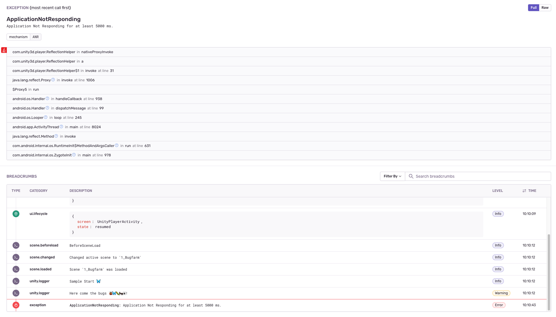 A locked main thread for 5 seconds does not send an ANR report to sentry · Issue #493 ...