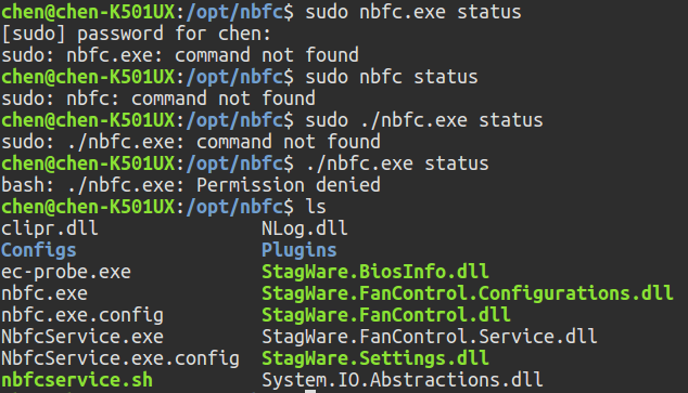 cannot run nbfc.exe, command not found · Issue #302 · hirschmann/nbfc · GitHub