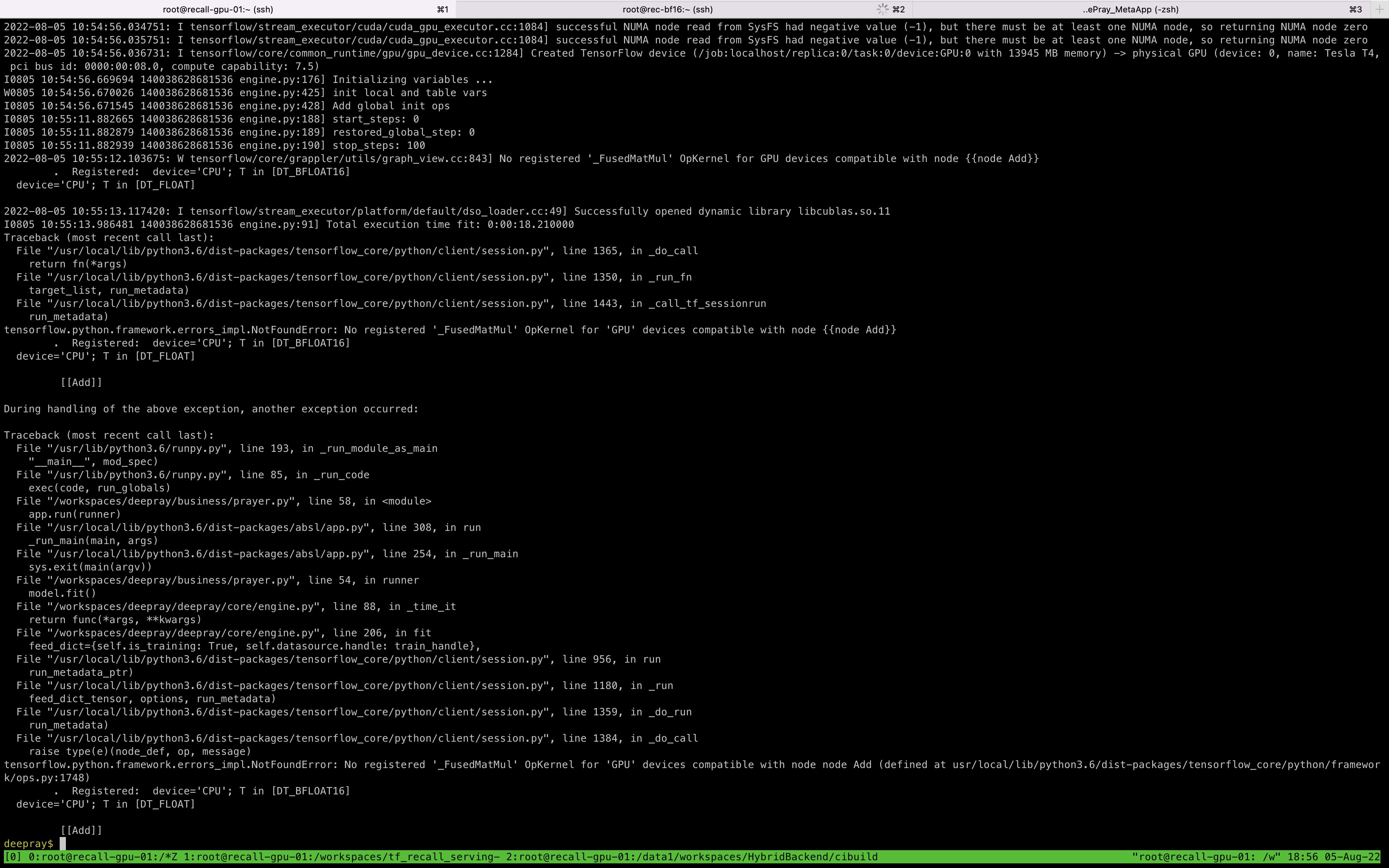 [Grappler] No registered '_FusedMatmul 'OpKernel for GPU devices. · Issue #375 · DeepRec-AI ...