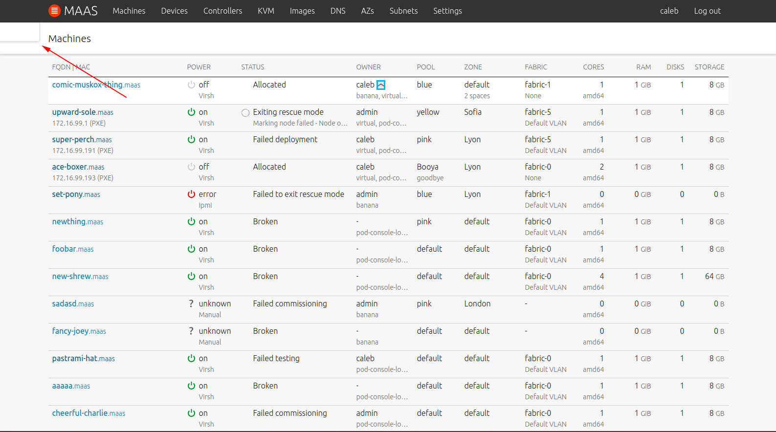 Table menu sometimes appears in the top-left of the page · Issue #714 · canonical/maas-ui · GitHub