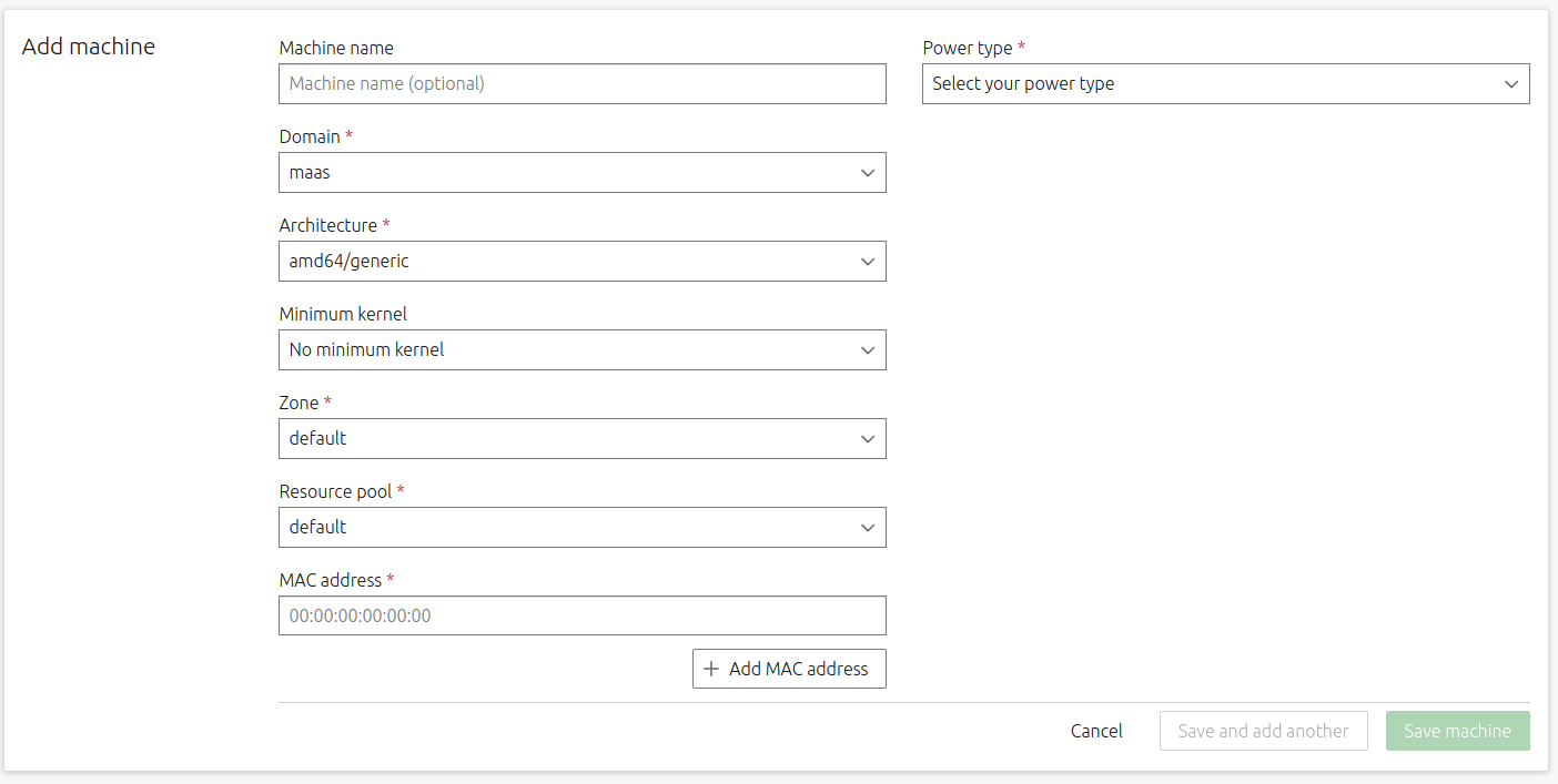 Add machine does not show all supported options · Issue #1570 · canonical/maas-ui · GitHub