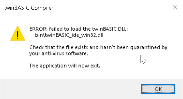 Need a little better fault handling in IDE · Issue #929 · twinbasic ...