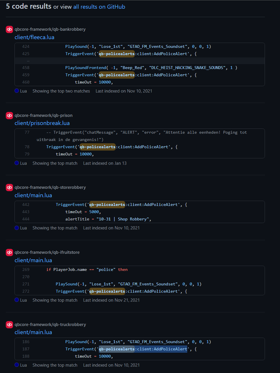 [BUG] Script triggers non-existing event · Issue #254 · qbcore-framework/qb-policejob · GitHub