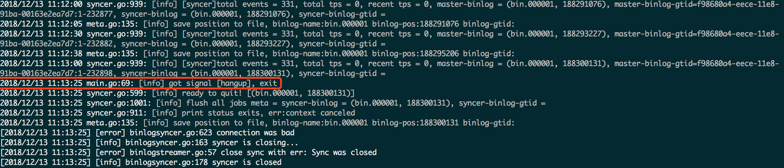 syncer exit unexpectly with an info "got signal [hangup], exit" · Issue #8675 · pingcap/tidb ...