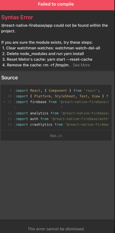(:fire:)[🐛] You attempted to use a firebase module that's not installed natively on your iOS ...