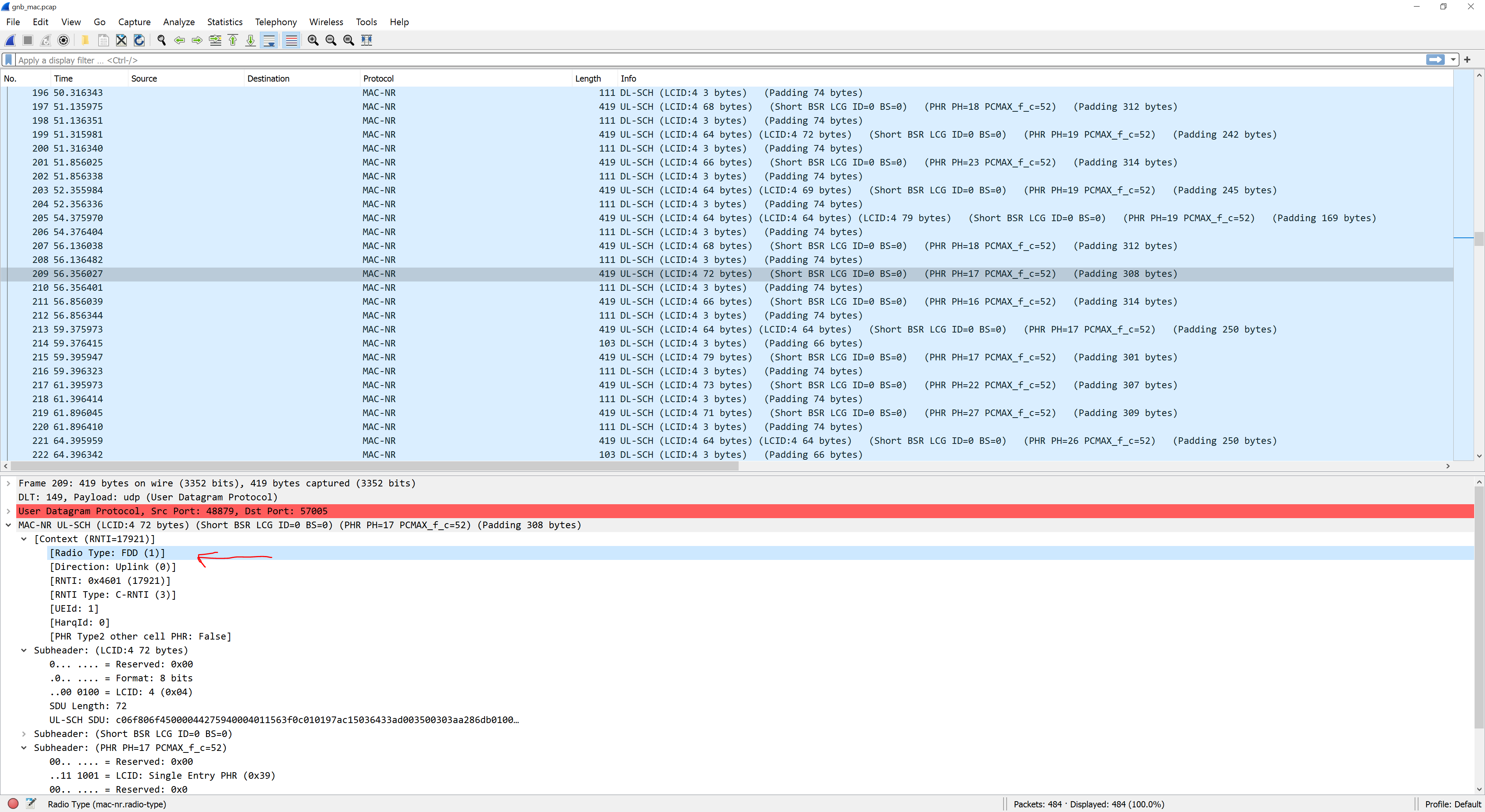 MAC pcap file shows that the radio type is FDD in the uplink when using band n41 · srsran srsRAN ...