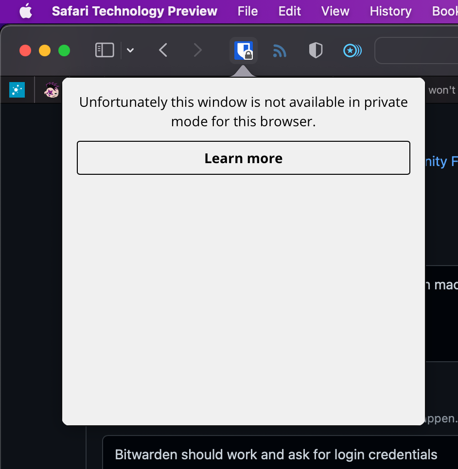 Safari Technology Preview Firefox private mode while not being in private mode? · Issue #2292 ...