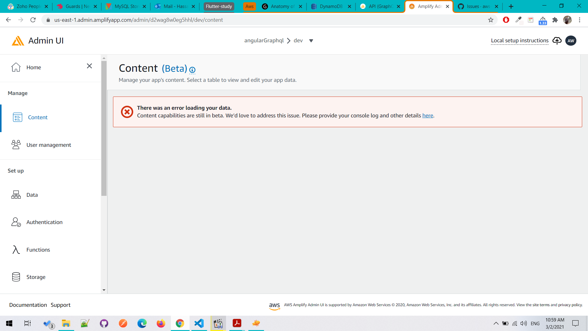Amplify content: no data loading or appears · Issue #133 · aws-amplify/amplify-studio · GitHub