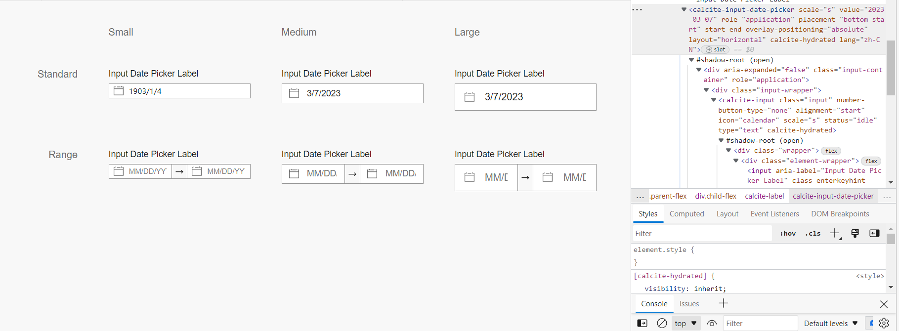 Input-date-picker: Incorrect date separator appearing for "it-CH", incorrect date appearing for ...