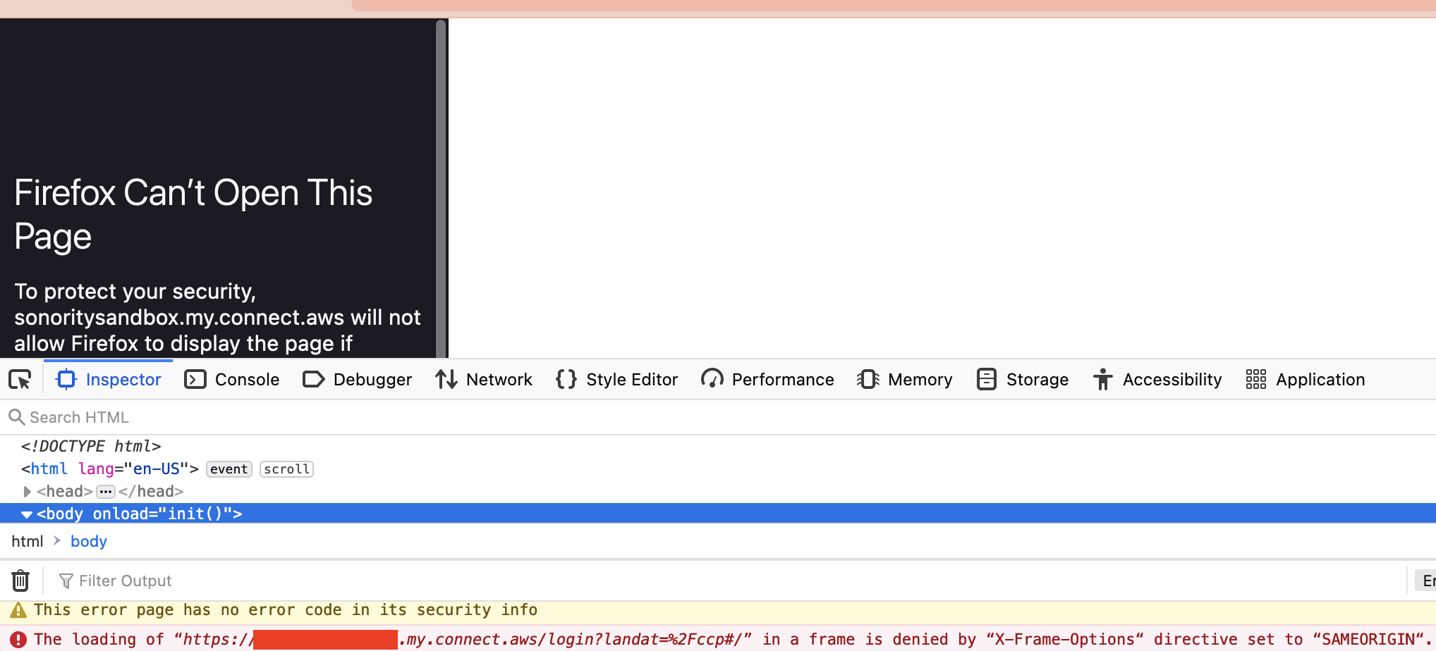 X Frame Options Sameorigin For Auth Redirect Url This Time · Issue
