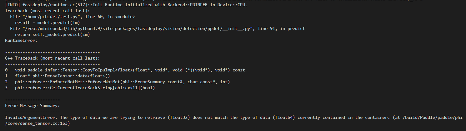 paddleDetection 导出的yolov3 训练模型，在fastdeploy中使用范例预测报错 · Issue #772 · PaddlePaddle/FastDeploy · GitHub