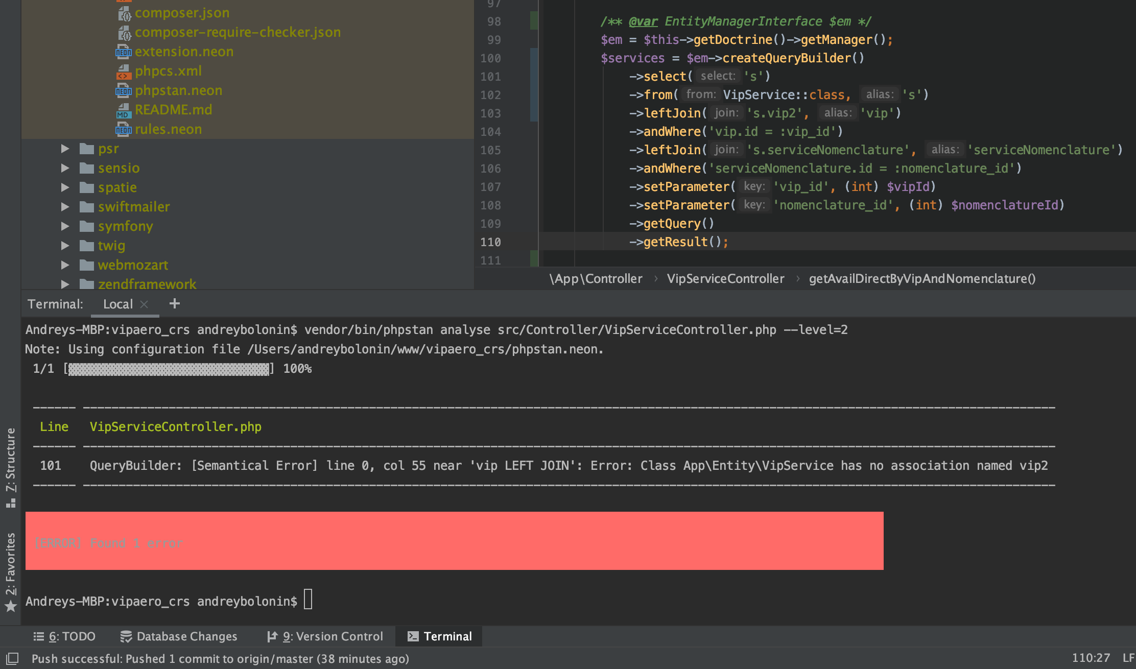 Compatibiliy with EntityRepository::createQueryBuilder · Issue #66 · phpstan/phpstan-doctrine ...