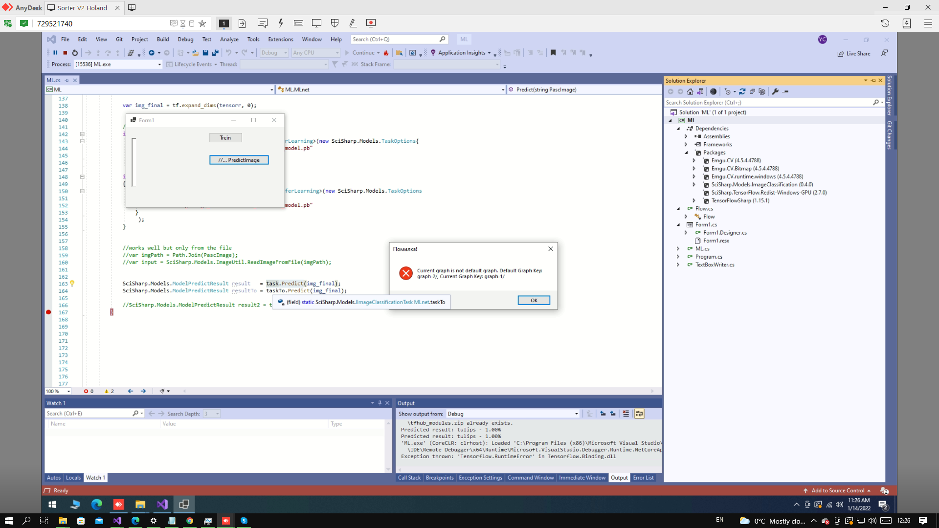 Simultaneous predictions from different models not possible · Issue #905 · SciSharp/TensorFlow ...