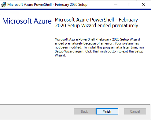 Installer Az-Cmdlets-3.5.0.32097-x64.msi ended prematurely · Issue ...