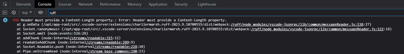Header must provide a Content-Length property · Issue #153 · astral-sh/ruff-vscode · GitHub