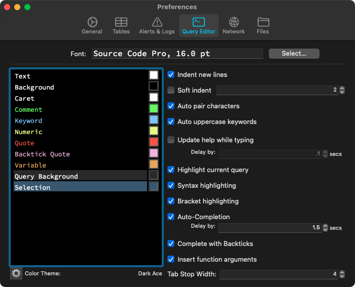 Allow tab key to be used for indent in SQL editor · Issue #957 · Sequel-Ace/Sequel-Ace · GitHub