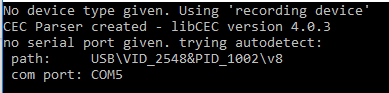 Physical Address allocation in CecSharp : Recording Device 1(Pulse eight) and Audio System ...