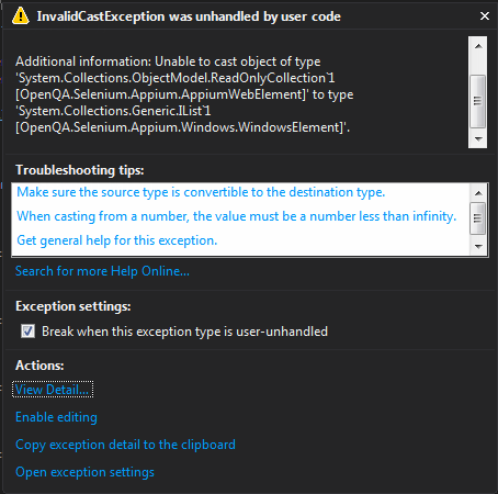 "Nested" FindElementsBy returns WebElements instead of WindowsElements · Issue #237 · microsoft ...